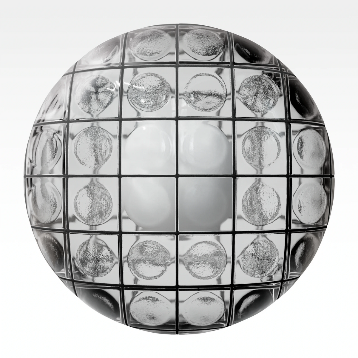 Circle Glass Block Black Grout PBR Texture - Seamless | Superellipse